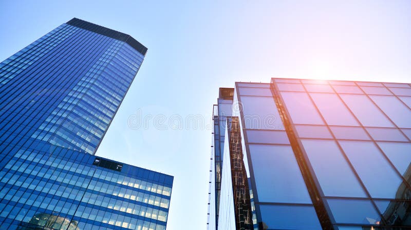 Commercial Building Close Up in Blue Tone. Stock Photo - Image of ...