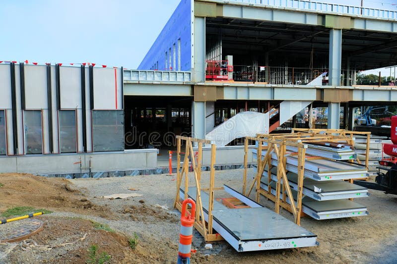 Commercial Building Construction Site with No Workers Editorial Stock ...