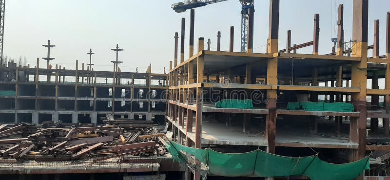 Commercial Building Construction Work in Progress Stock Photo - Image ...