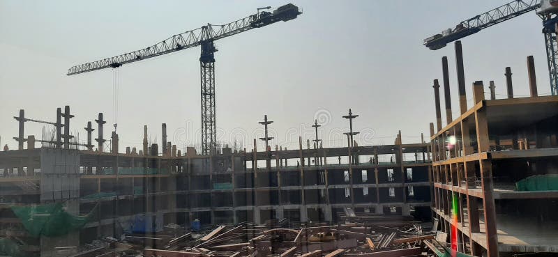 Commercial Building Construction Work in Progress Stock Photo - Image ...