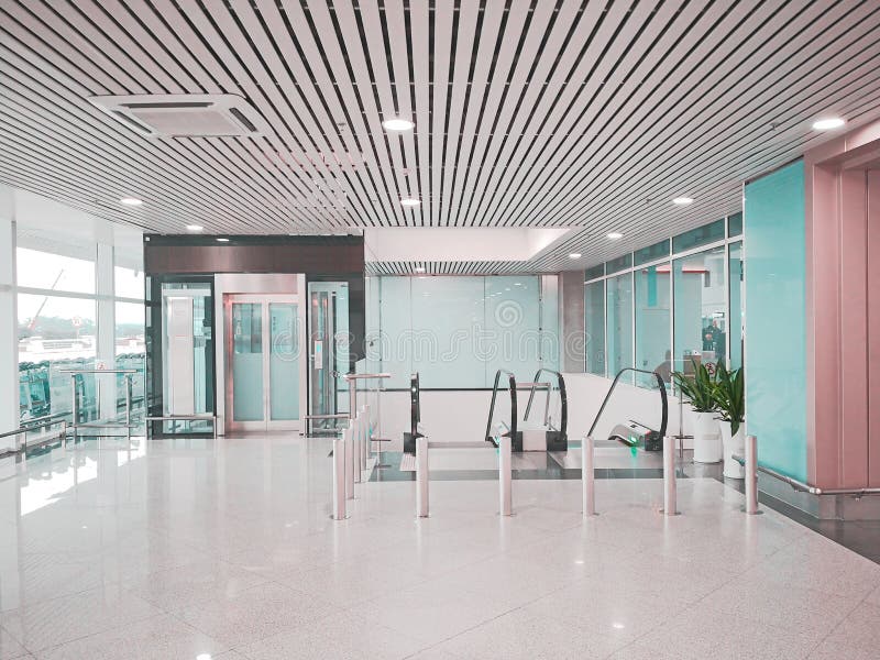 Commercial Building Corridor Hall, Windows through Light. Stock Image ...