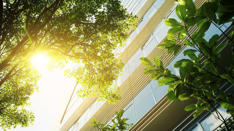 Eco-Friendly Modern Building with Green Energy Solutions. Generative AI Stock Image - Image of ...