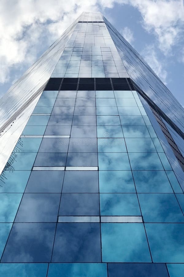 Commercial Building in Downtown District with Cloud Reflection Stock ...