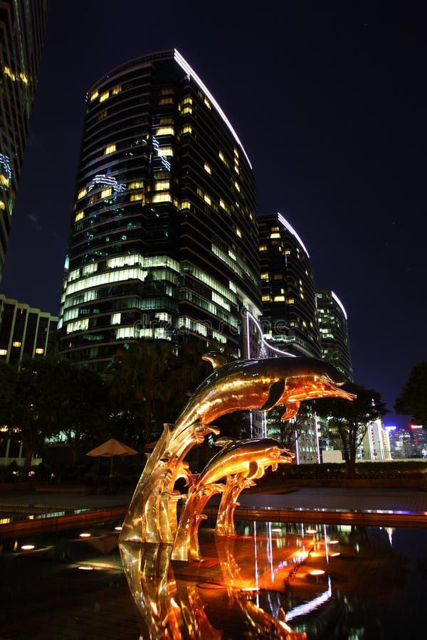 Commercial Building at Night Stock Photo - Image of gold, commercial ...