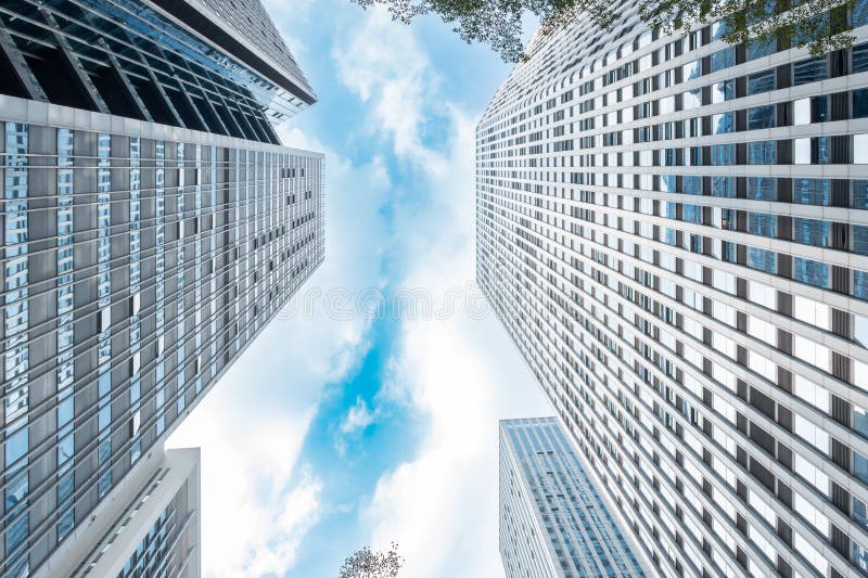 Commercial Buildings in Cloudy Day Horizontal Composition Stock Photo ...