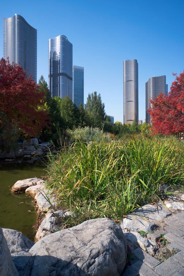 Commercial Buildings in Wangjing Area, Beijing Stock Image - Image of ...