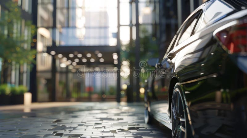 A Commercial Car is Standing in Front of Modern Office Building ...