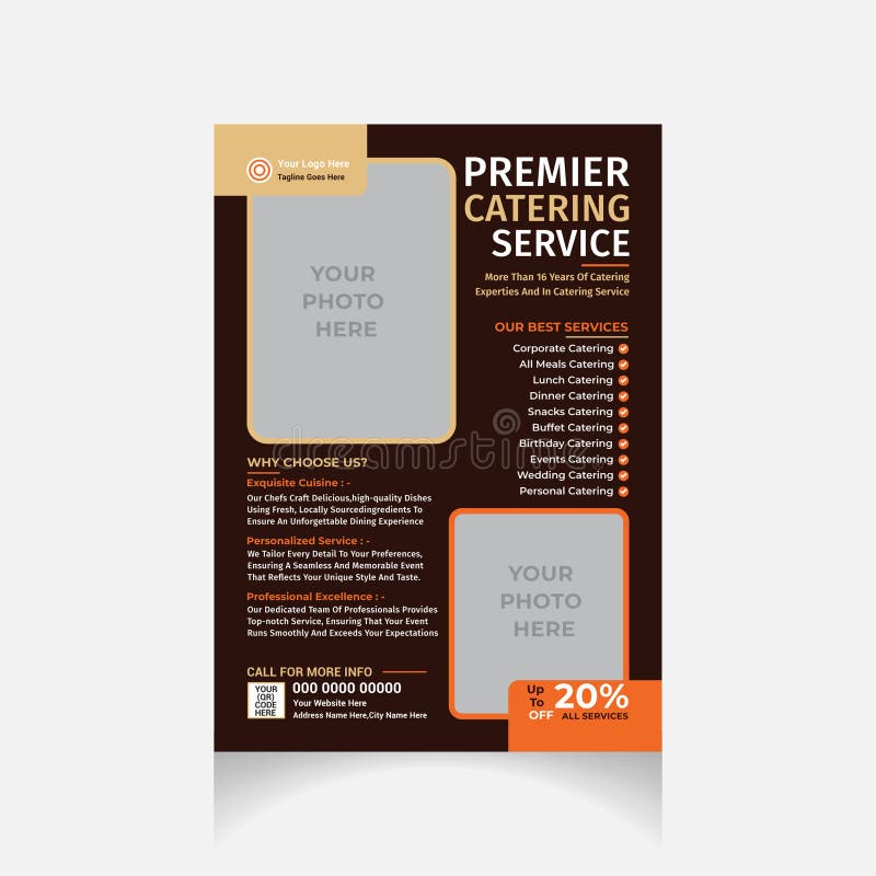 Commercial Catering Service Flyer Layout Stock Vector - Illustration of ...