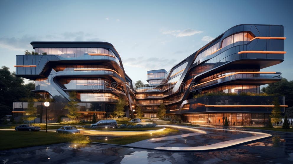 Commercial Complex with Monotonous and Uninspiring Design Stock ...