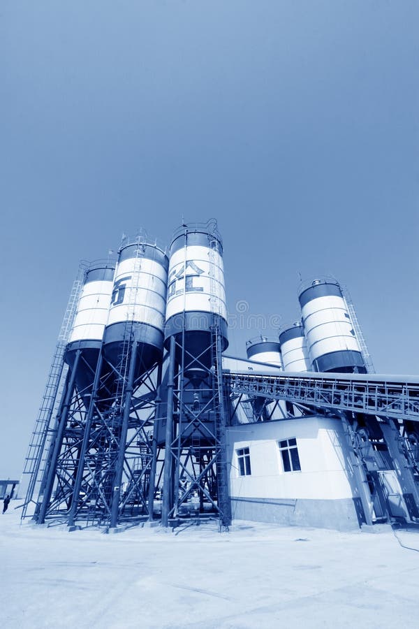 Commercial Concrete Mixing Station Stock Image - Image of heavy, cement ...