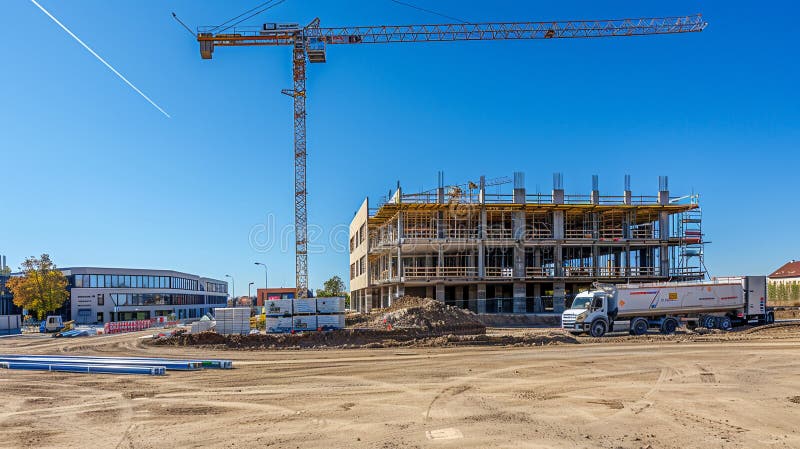 Modern Commercial Construction Site: Dynamic Urban Development Project ...