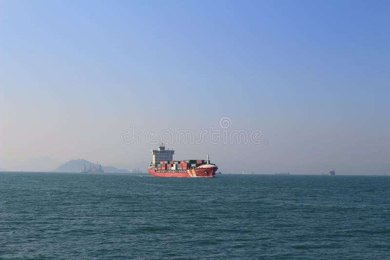 Commercial container ship editorial stock photo. Image of heavy - 93004698