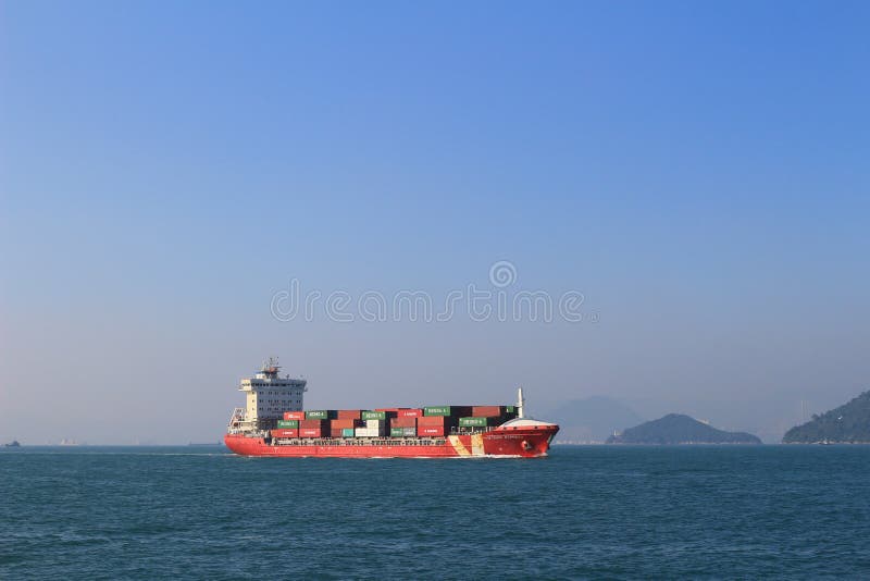 Commercial container ship editorial stock image. Image of freighter ...