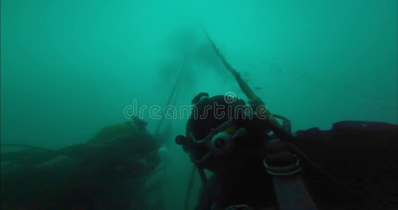 Commercial Divers Ready To Ascend in Deep Sea Stock Video - Video of ...