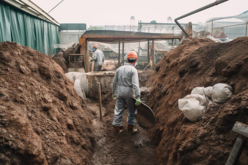 Commercial Extraction and Processing Plant, with Workers Extracting Raw ... Commercial Extraction and Processing Plant, with Workers Extracting Raw ...