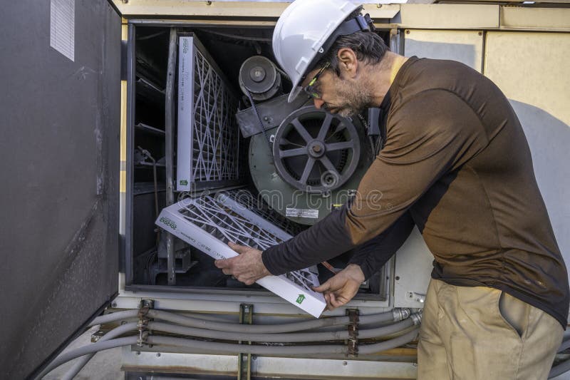 Commercial Filter Change on Ventilation System Stock Image - Image of ...
