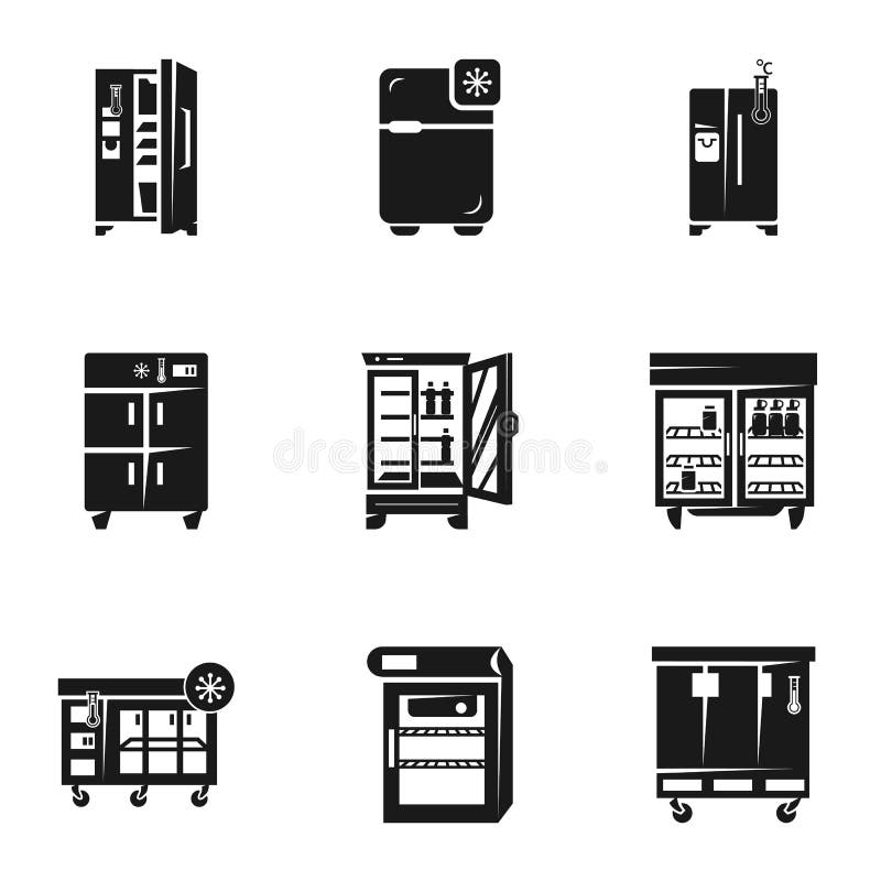 Commercial Fridge Icon Set, Simple Style Stock Vector - Illustration of ...
