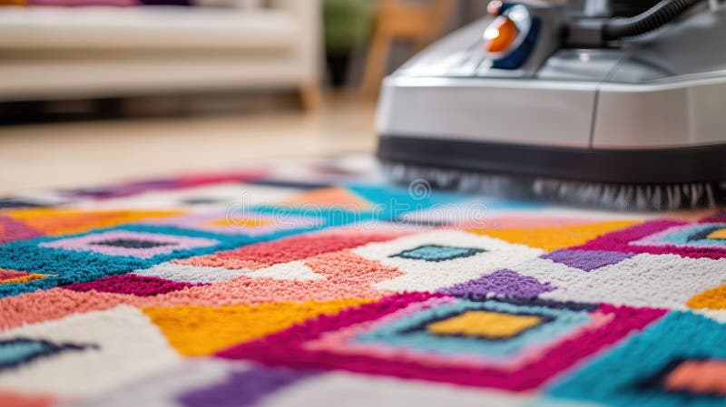 Commercial-grade Carpet Cleaning Machine Operating on Colorful ...