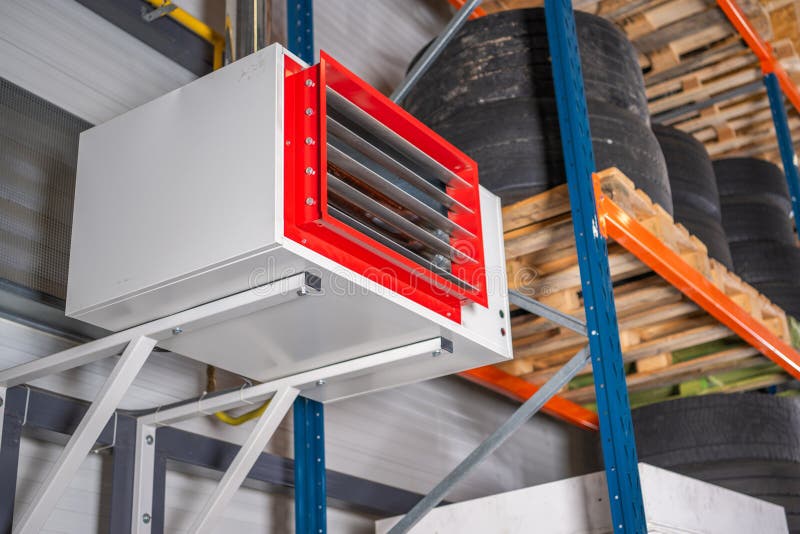 Commercial Grade Warehouse Heater Stock Photo - Image of shelf, parcel ...