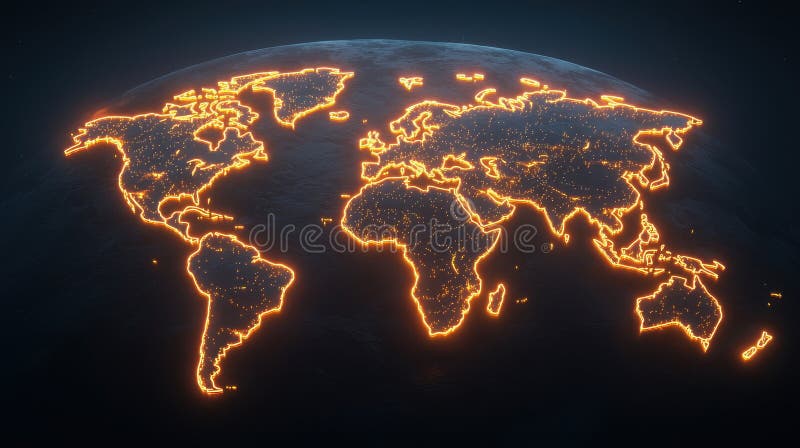 Commercial Growth and Expansion Performance WithIlluminated World Map ...