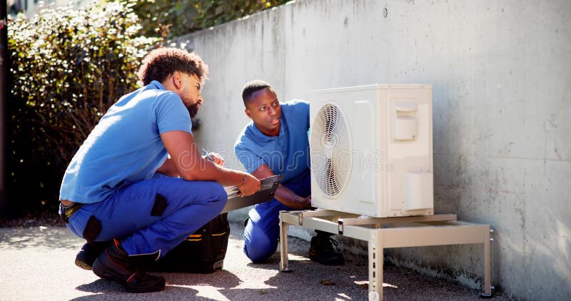 Black Technician Working Air Conditioner Stock Photos - Free & Royalty ...