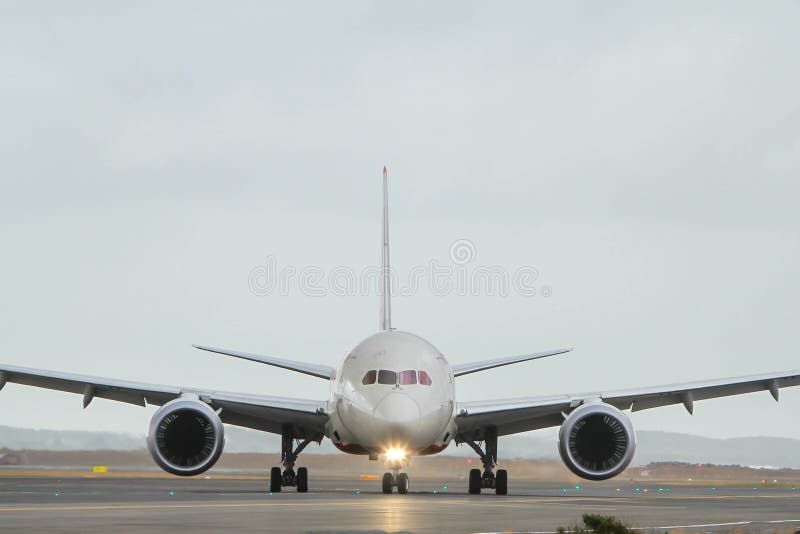 Front View of Jet Aircraft on Runway Stock Photo - Image of airport ...