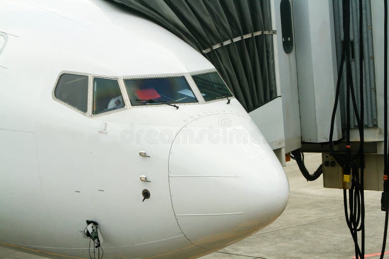 Commercial Jet Airliner in Front View. Stock Image - Image of power ...