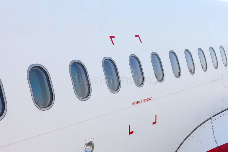Commercial Jet Airplane Windows Stock Image - Image of transport ...