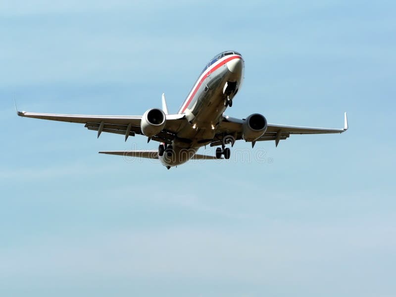 Jet Plane in Flight - Landing Side View 3 Stock Image - Image of travel ...