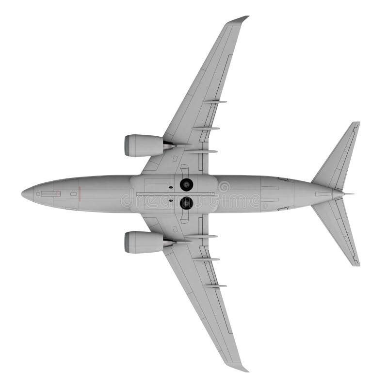 Commercial Jet Plane. 3D Render. Rear View Stock Illustration ...