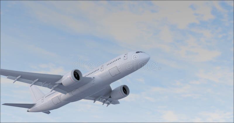 Commercial Jet Plane 3D Render Stock Illustration - Illustration of ...