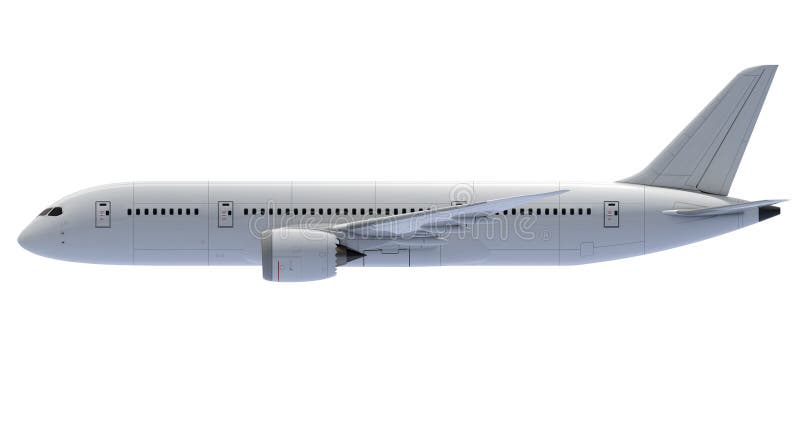 Commercial Jet Plane. 3D Render. Rear View Stock Illustration ...