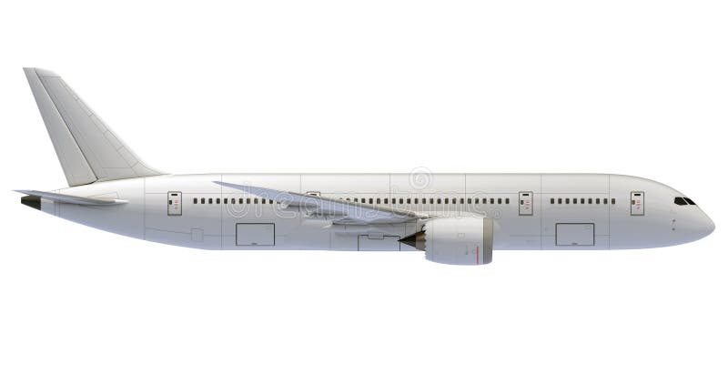 Commercial Jet Plane. 3D Render. Rear View Stock Illustration ...