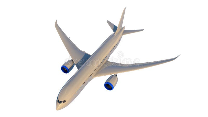 Commercial Jet Plane. 3D Render. Top View Side View Stock Illustration ...