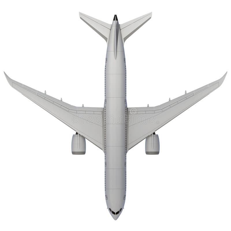 Commercial Jet Plane. 3D Render. View from the Top Stock Illustration ...