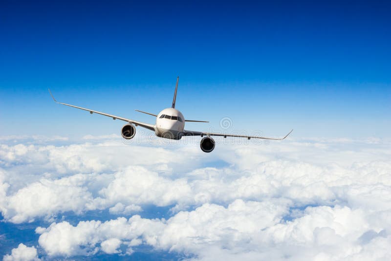 Commercial Jet Plane Flying Above Clouds Stock Image - Image of luxury ...