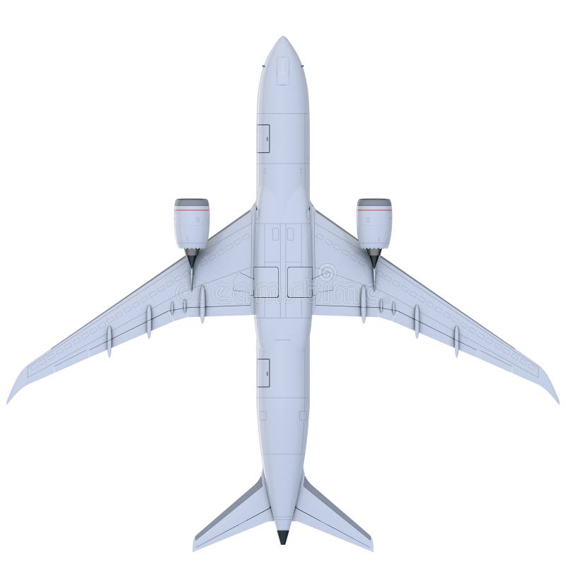 Commercial Jet Plane. 3D Render. Bottom View Stock Illustration ...