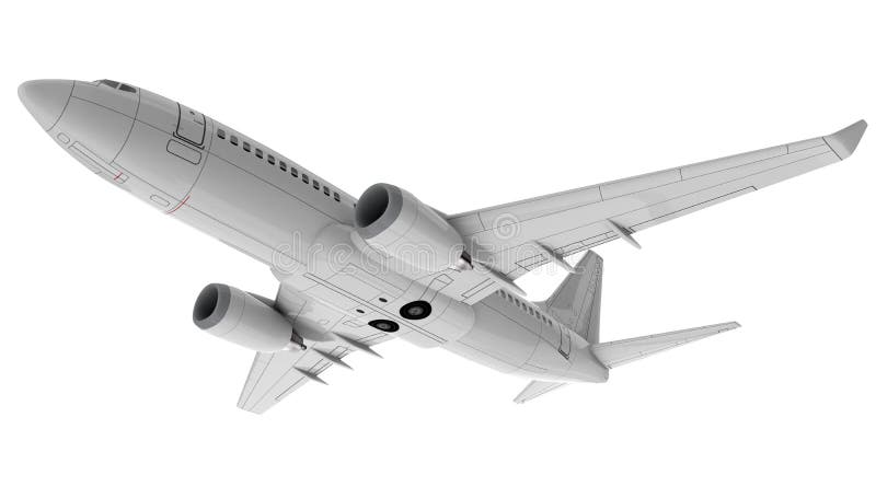 Commercial Jet Plane. 3D Render. Bottom View Side View Stock ...