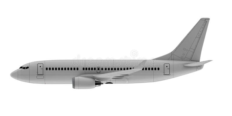 Commercial Jet Plane. 3D Render. Left Side View Stock Illustration ...