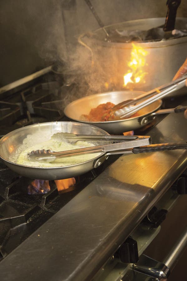 Commercial Kitchen stock image. Image of flame, pesto - 64895017