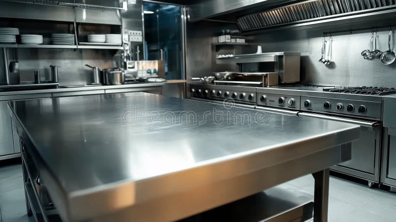 A Commercial Kitchen Interior Featuring Modern Stainless Steel ...