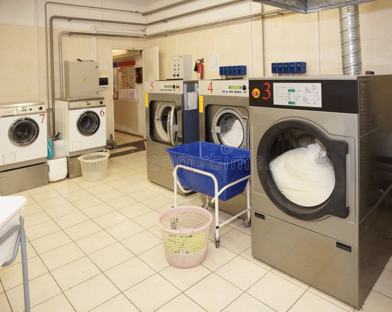 Commercial Laundry Interior Stock Photo - Image of public, loader: 16812114