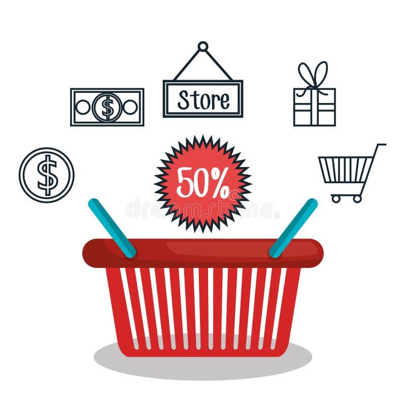 Commercial Market Icons Flat Stock Illustration - Illustration of icons ...