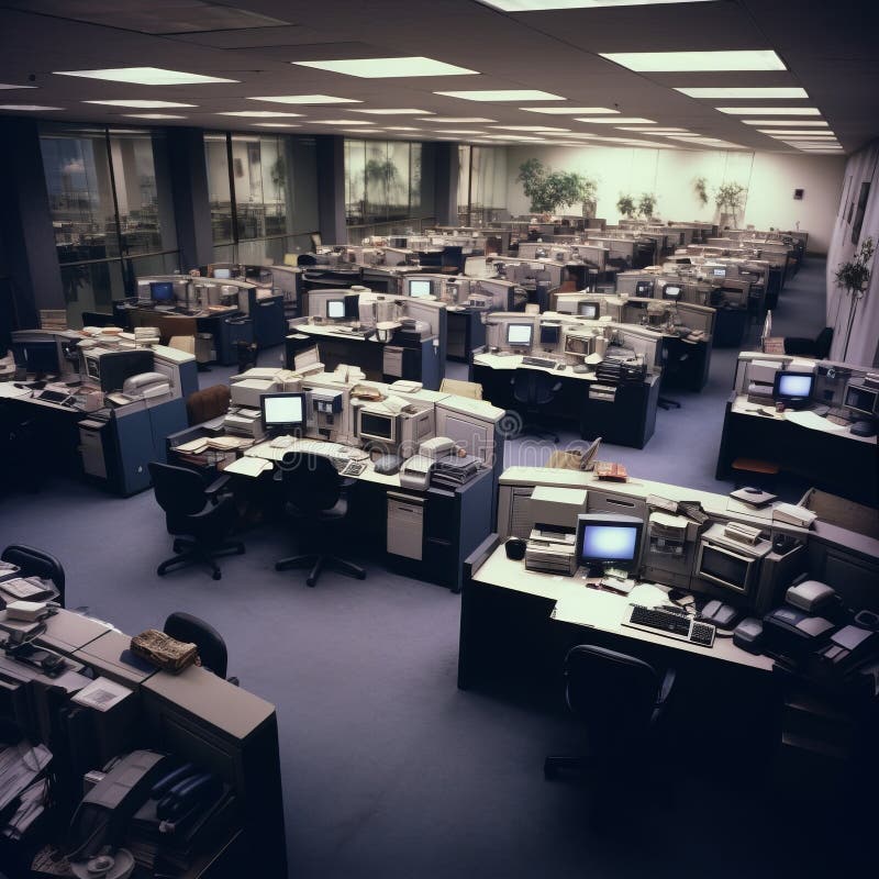 Commercial Office Overview from the 1980s,generated with AI. Stock ...