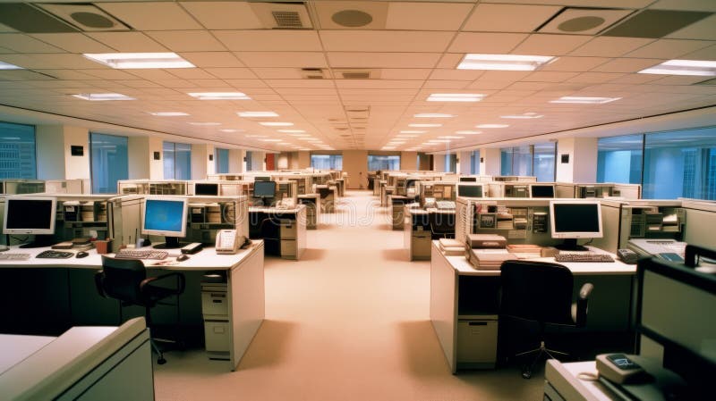 Commercial Office Overview from the 1990s,generated with AI. Stock ...