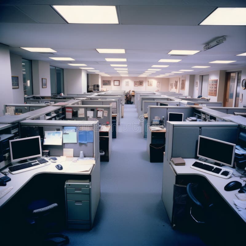 Commercial Office Overview from the 1990s,generated with AI. Stock ...
