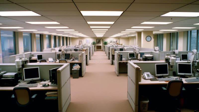 Commercial Office Overview from the 1980s,generated with AI. Stock ...