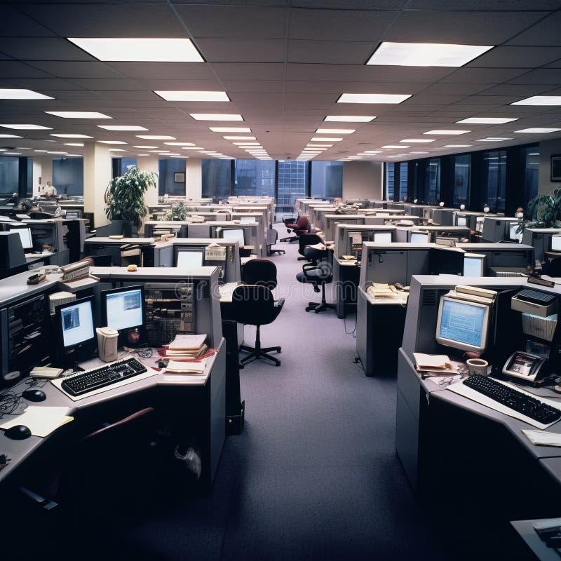 Commercial Office Overview from the 1990s,generated with AI. Stock ...