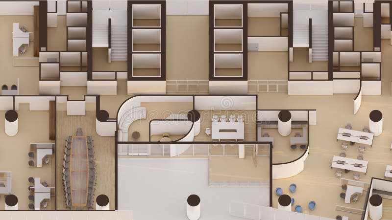 Commercial Office Space Isometric Interior Design 3d Render Stock ...