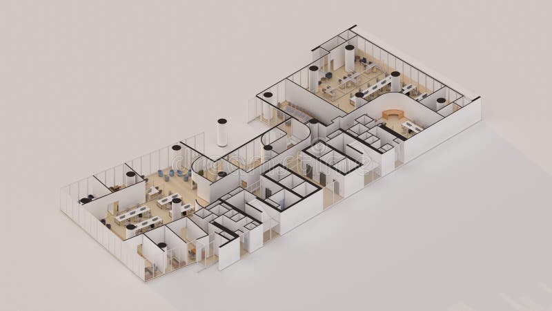Commercial Office Space Isometric Interior Design 3d Render Stock ...